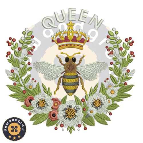 Queen Bee Embroidery Design - SewandGrew