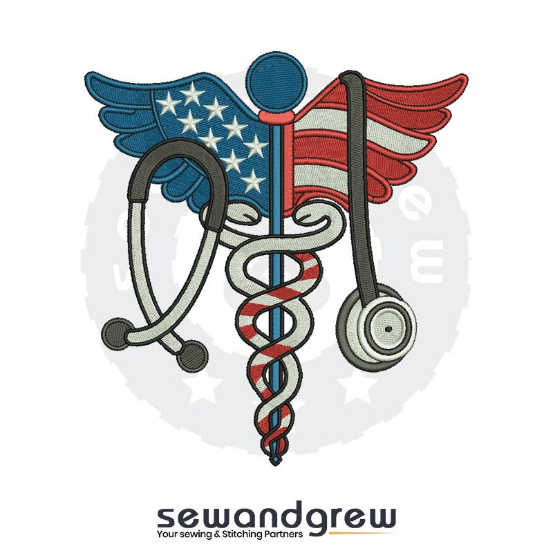 American wings Embroidery Design - SewandGrew