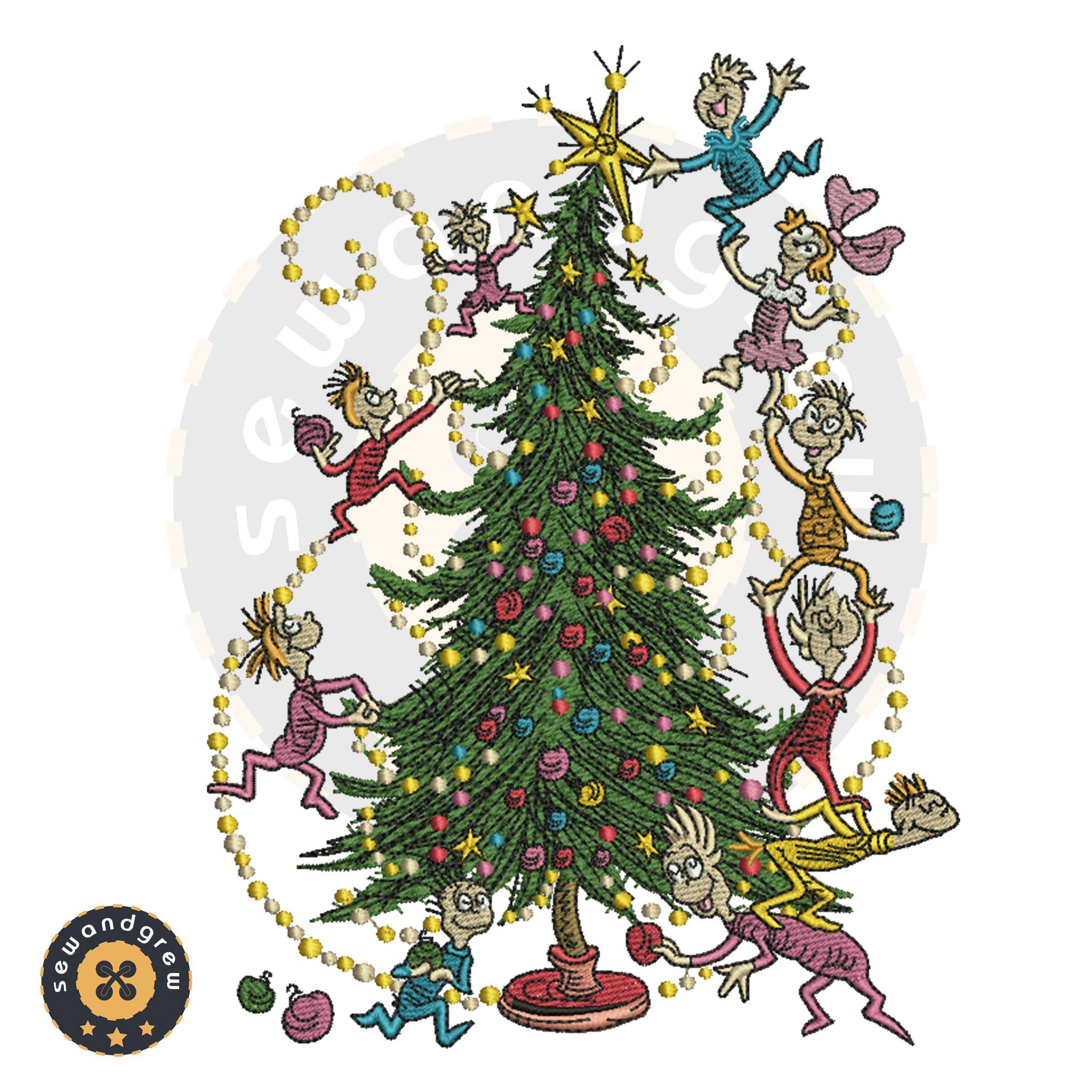 CLASSIC GRINCH CHRISTMAS TREE Embroidery Design - SewandGrew