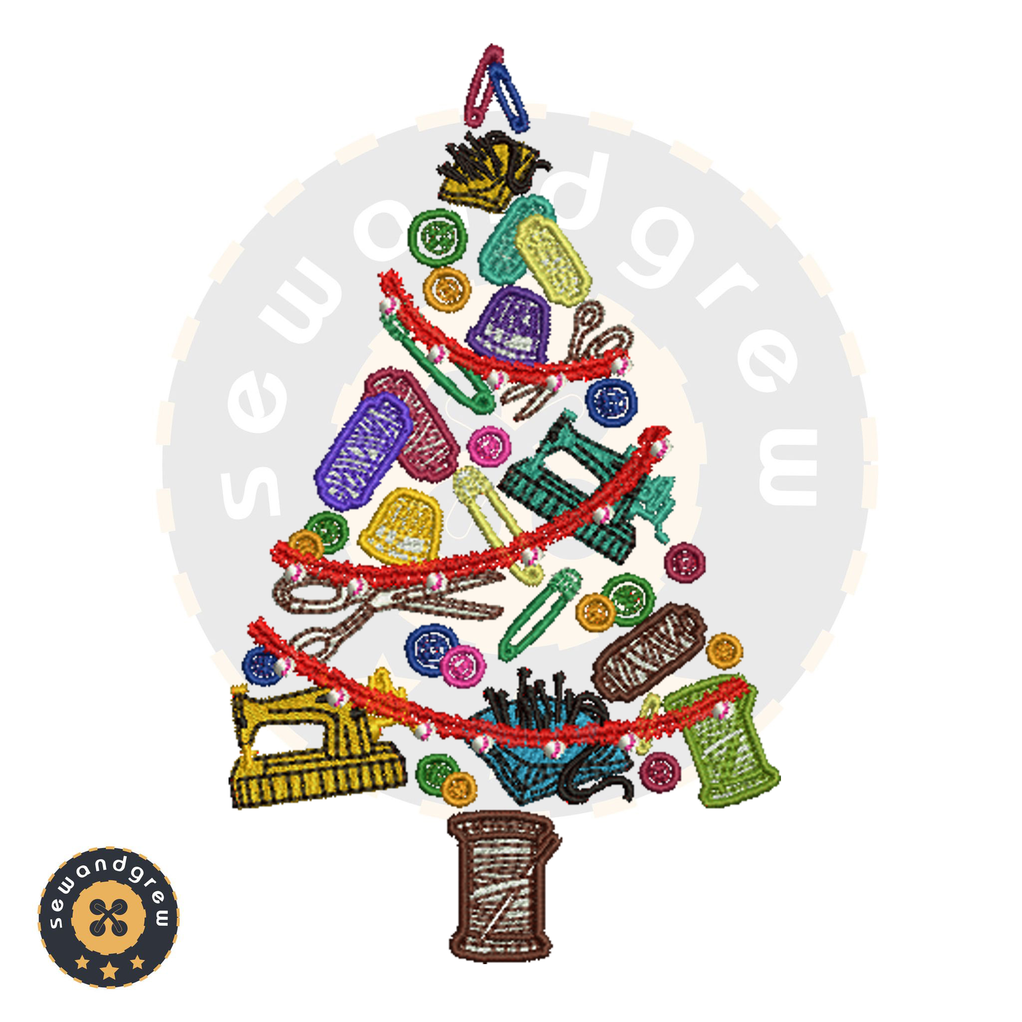 Christmas Sewing Tree Embroidery Design - SewandGrew