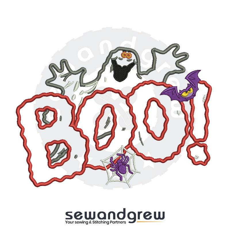 Boo Ghost Aplique Embroidery design - SewandGrew